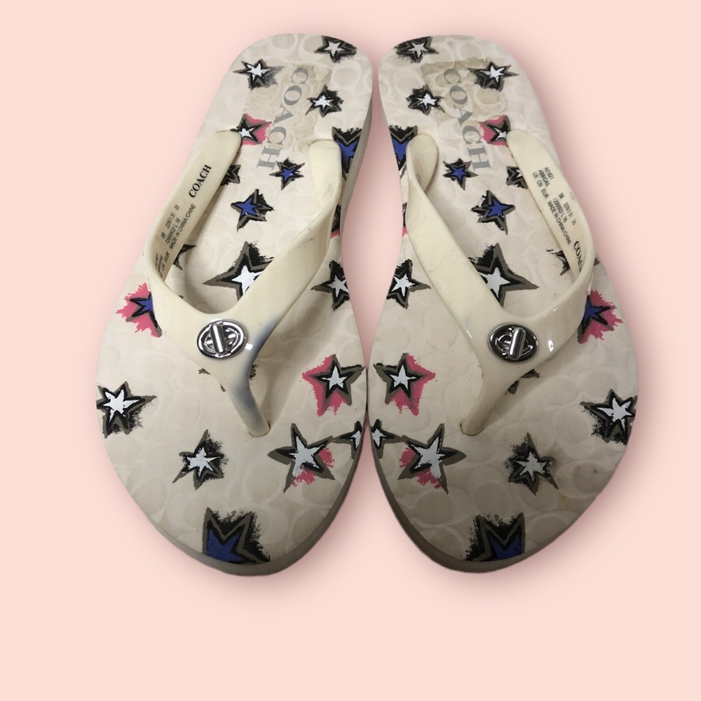 Coach Abbigail Star Rubber Chalk White Thong Flip Flo… - Gem